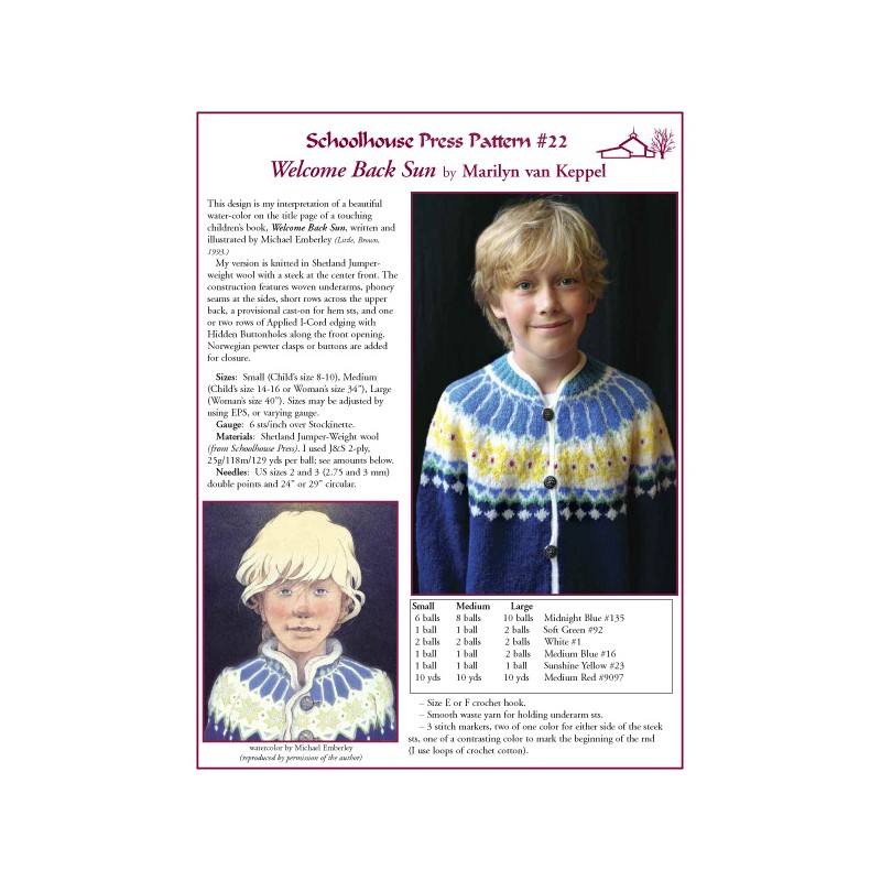 Knitting Pattern, Welcome Back Sun - SPP22 | Schoolhouse Press
